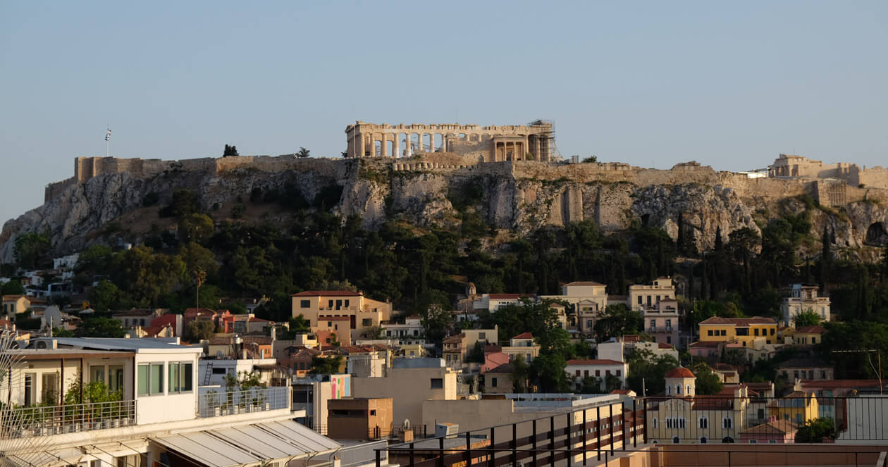 The Acropolis from the roof of our hotel - Helen on her Holidays